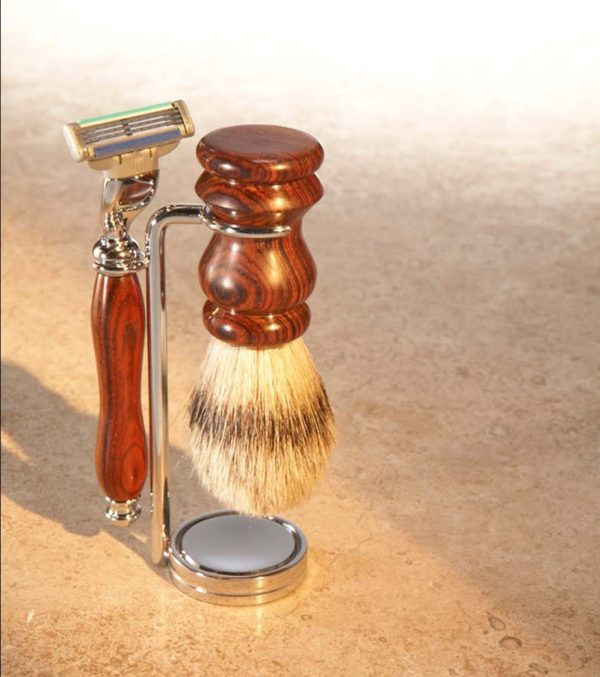 Turned Shaving Brush and Razor Set | Popular Woodworking