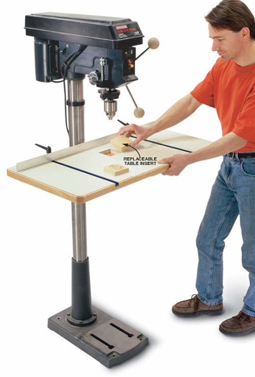 Spacious Drill Press Table | Popular Woodworking